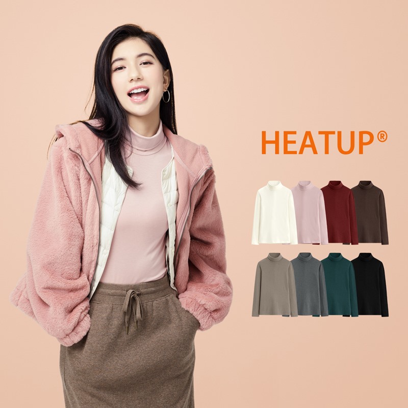 heatup輕磨毛高領長袖上衣-女 - lativ 米格國際