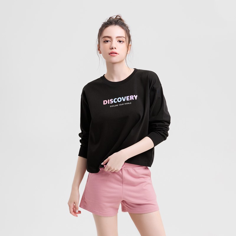 Discovery寬短版長袖印花T恤-03-女 - lativ 米格國際