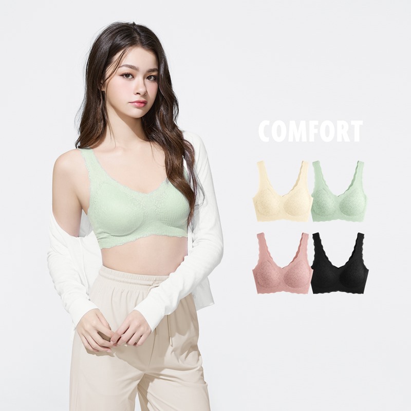 無痕蕾絲可拆式Bra背心-女 - lativ 米格國際