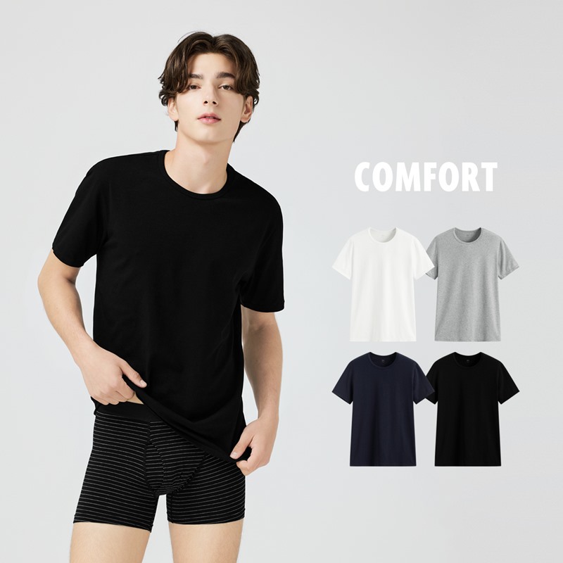 彈力圓領T恤-男 - lativ 米格國際