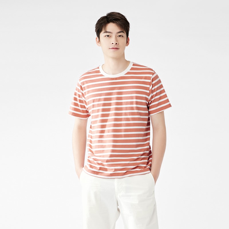 純棉條紋圓領T恤-男 - lativ 米格國際