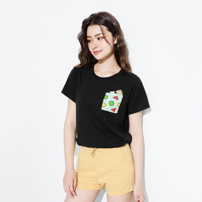 蠟筆小新口袋印花T恤-09-女 - lativ 米格國際