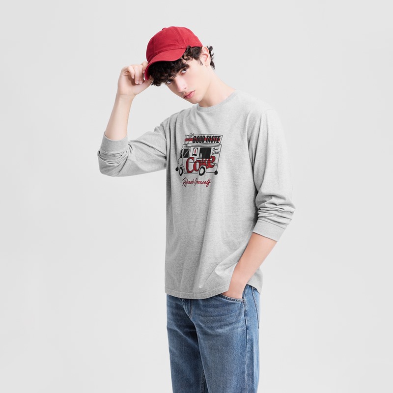 可口可樂長袖印花T恤-02-男 - lativ 米格國際