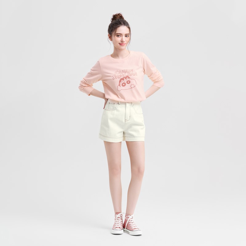 蠟筆小新長袖印花T恤-03-女 - lativ 米格國際