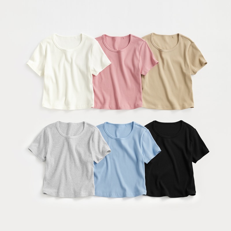 羅紋短版T恤-女 - lativ 米格國際