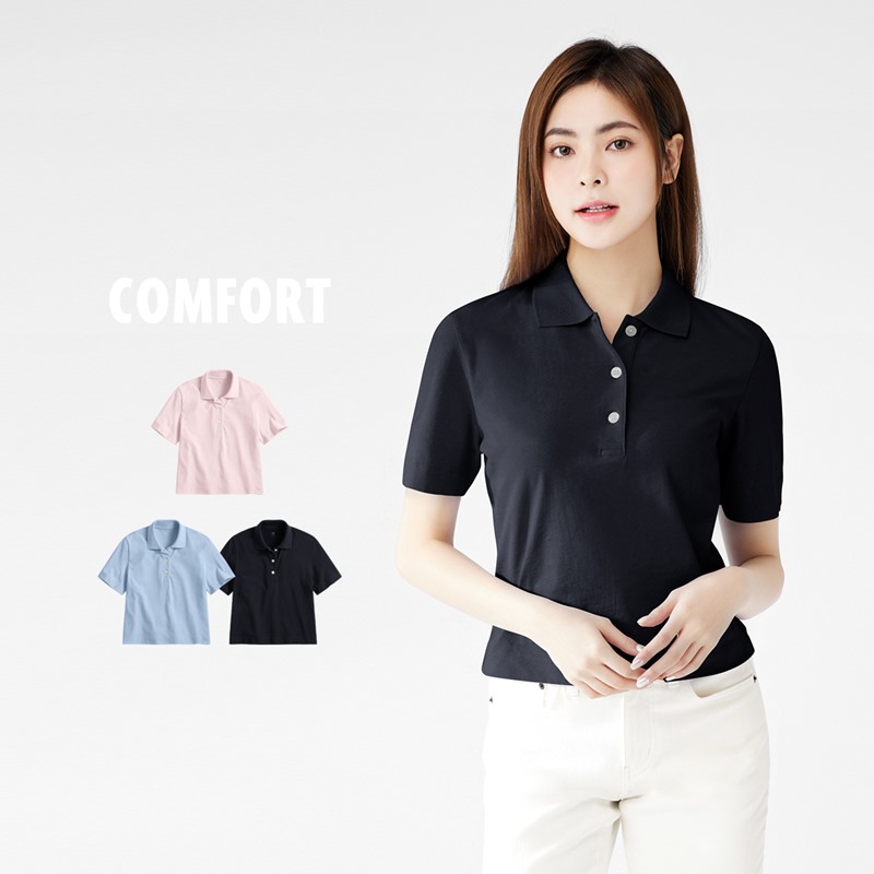 純棉短版polo衫-女 - lativ 米格國際