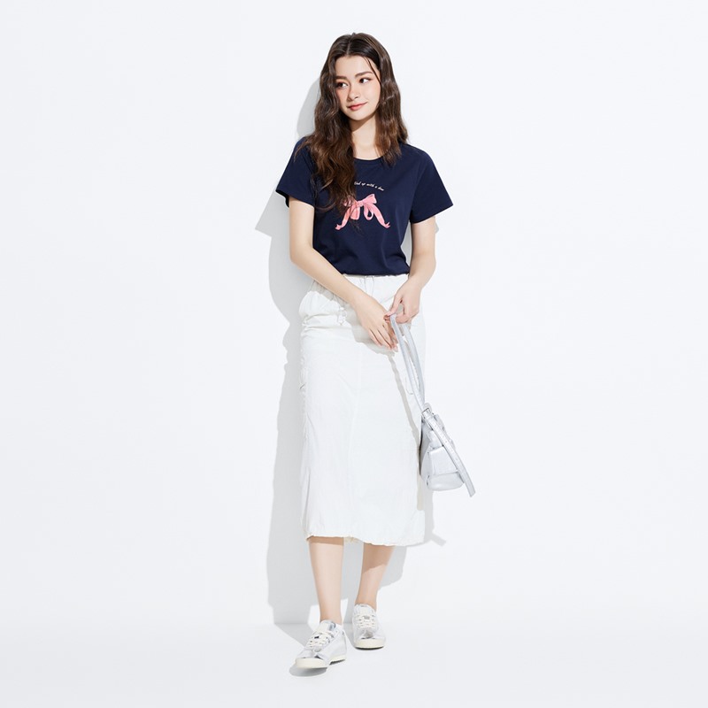 蝴蝶結印花T恤-女 - lativ 米格國際