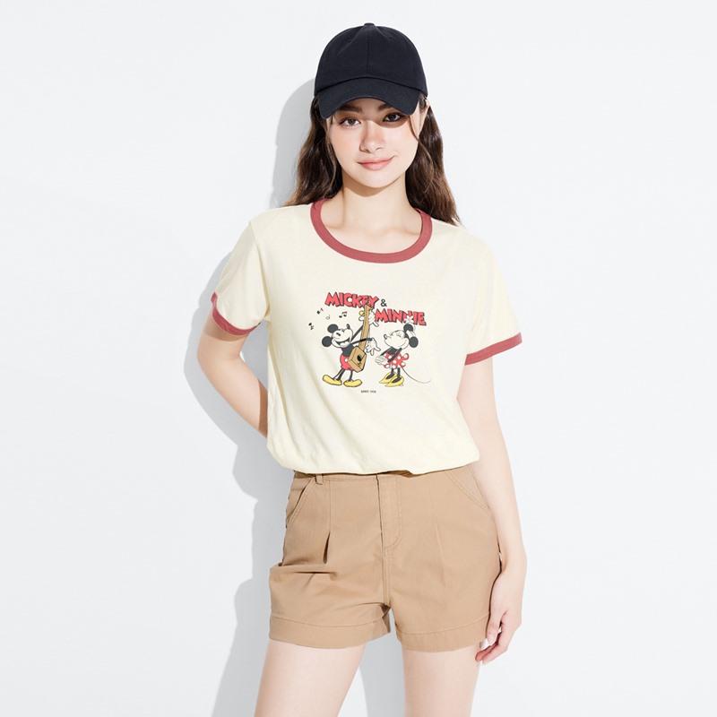 迪士尼系列羅紋配色印花T恤-21-女 - lativ 米格國際