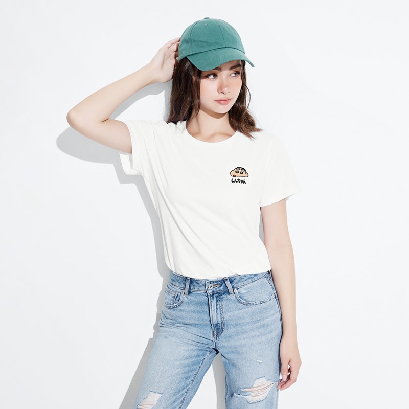 蠟筆小新電繡T恤-08-女 - lativ 米格國際