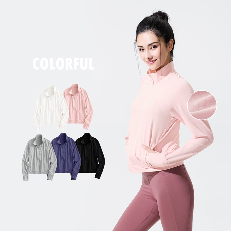 吸排抗UV網眼立領外套-女 - lativ 米格國際