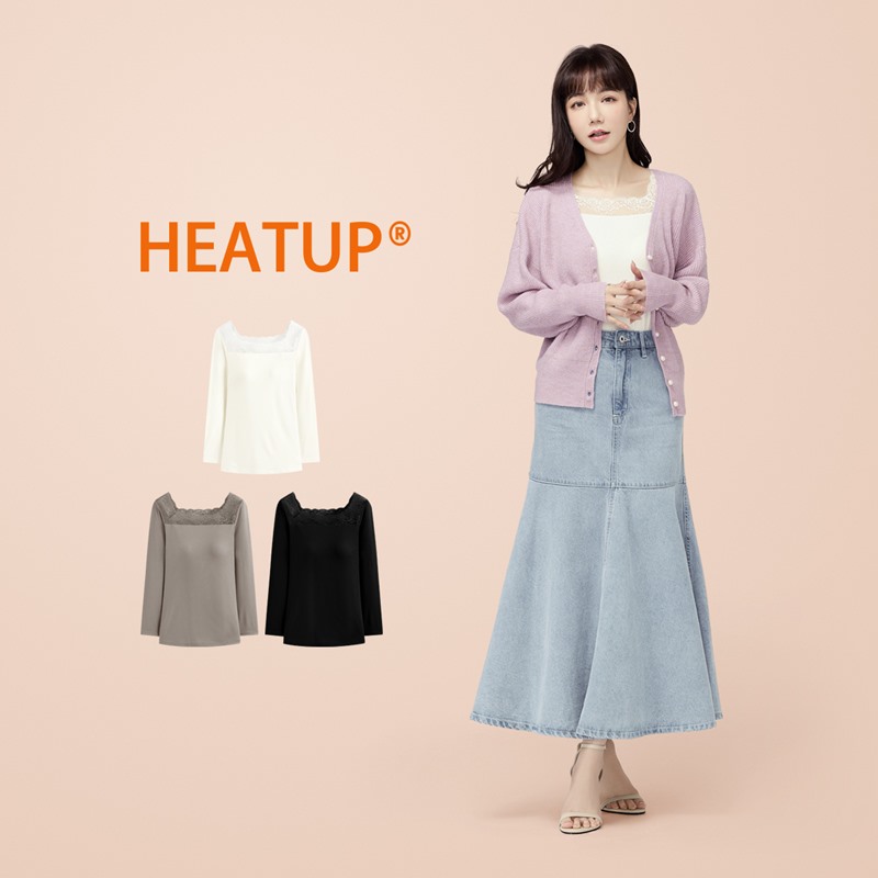 heatup蕾絲領Bra八分袖上衣-女 - lativ 米格國際