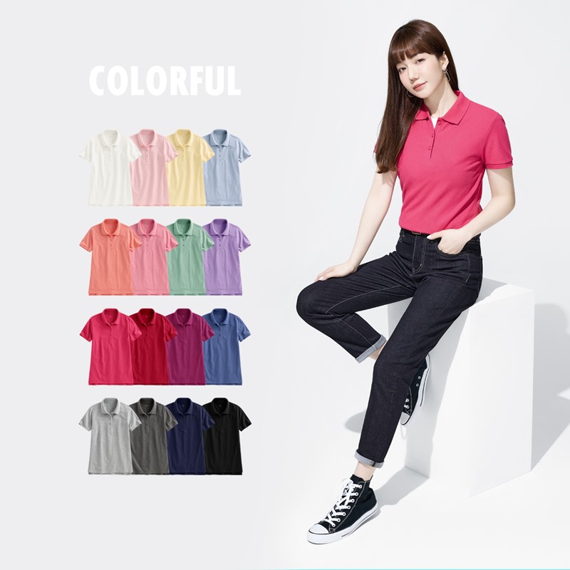 棉質網眼彈性polo衫-女 - lativ 米格國際