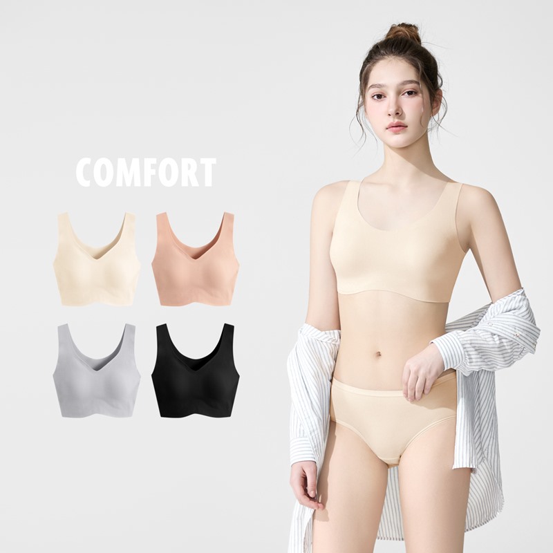 棉質彈力無痕可拆式Bra背心-女 - lativ 米格國際