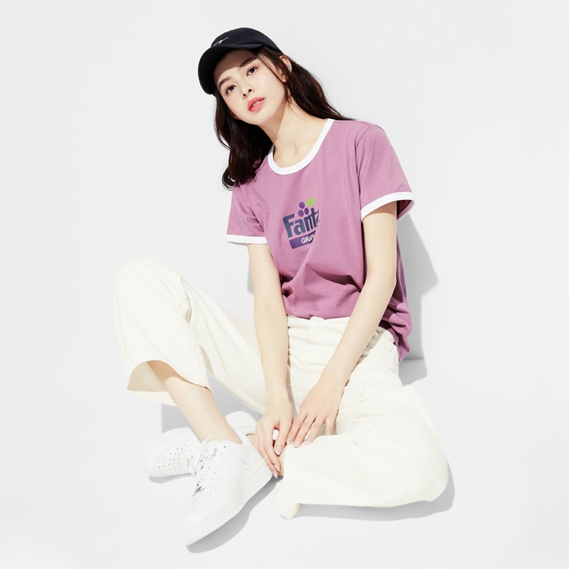 可口可樂羅紋配色印花T恤-08-女 - lativ 米格國際