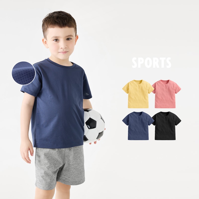 吸排網眼短袖T恤-童 - lativ 米格國際