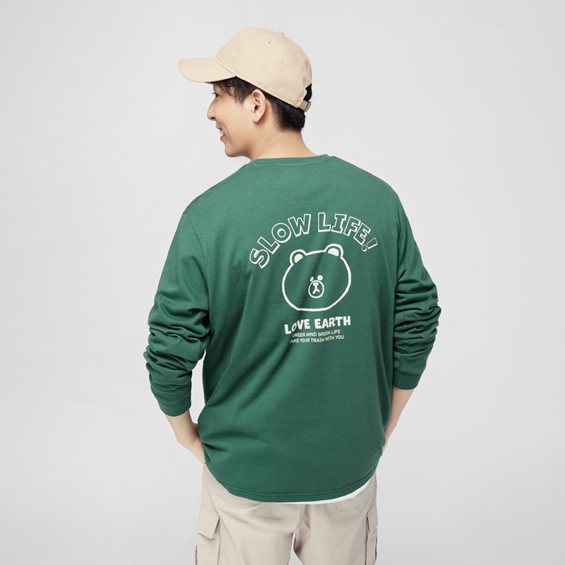 LINE FRIENDS長袖印花T恤-02-男 - lativ 米格國際