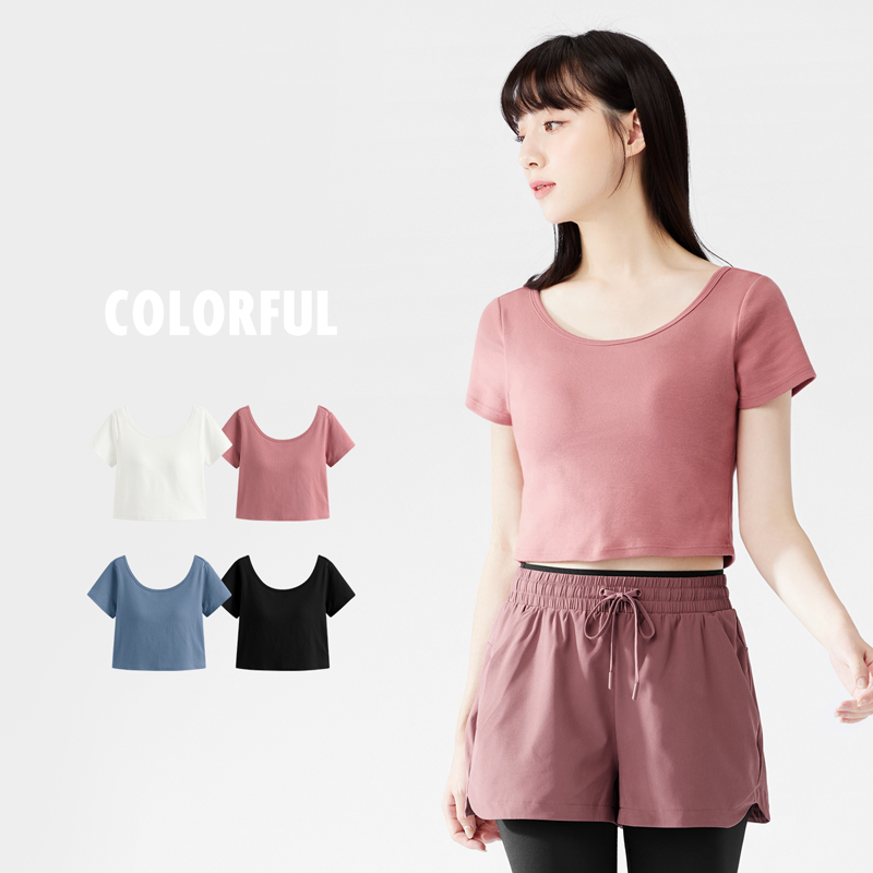 Bra圓領中短版T恤-女 - lativ 米格國際