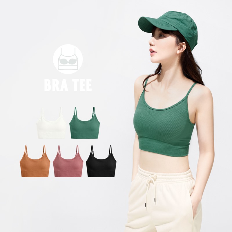 無縫Bra短版細肩帶背心-女 - lativ 米格國際