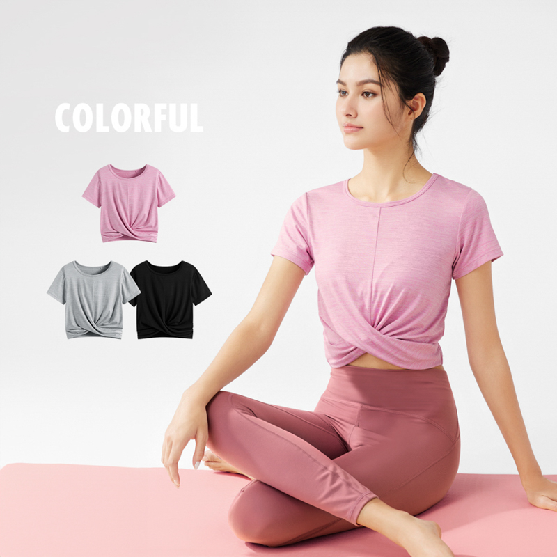 吸排扭結短版T恤-女 - lativ 米格國際