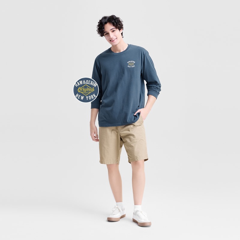 文字長袖印花T恤-03-男 - lativ 米格國際