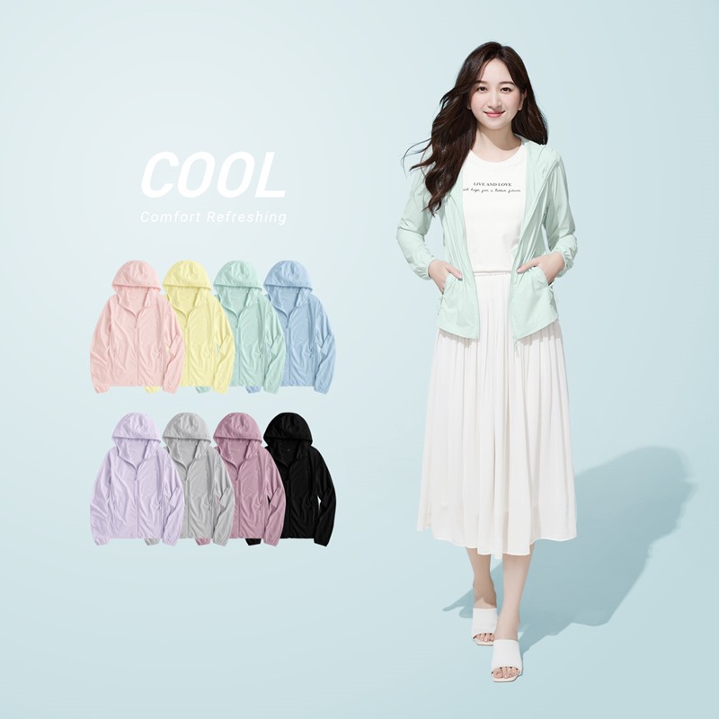涼感抗UV連帽外套-女 - lativ 米格國際
