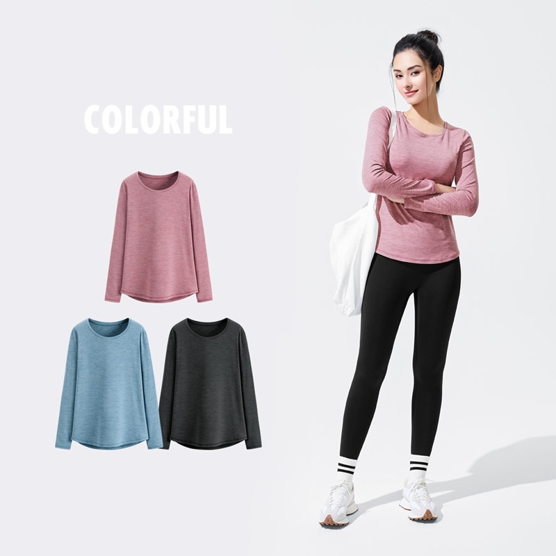 吸排圓領長袖T恤-女 - lativ 米格國際