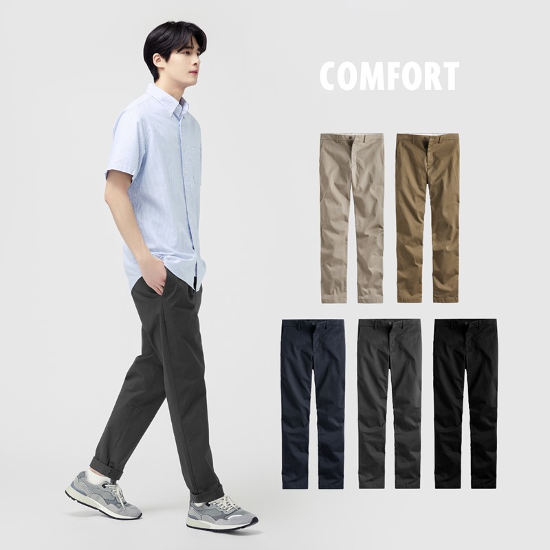 Slim Fit修身直筒卡其褲-男 - lativ 米格國際